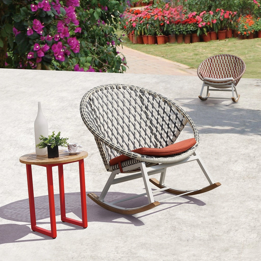 Evian Round Rocking Chair With Coffee Table – Lenasi Furniture